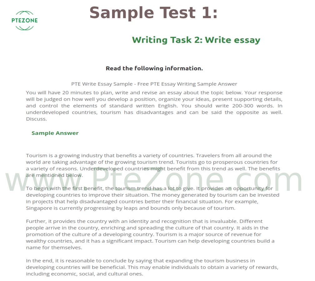 PTE Write Essay Task Sample 1 PTE Write Essay Task Sample 1