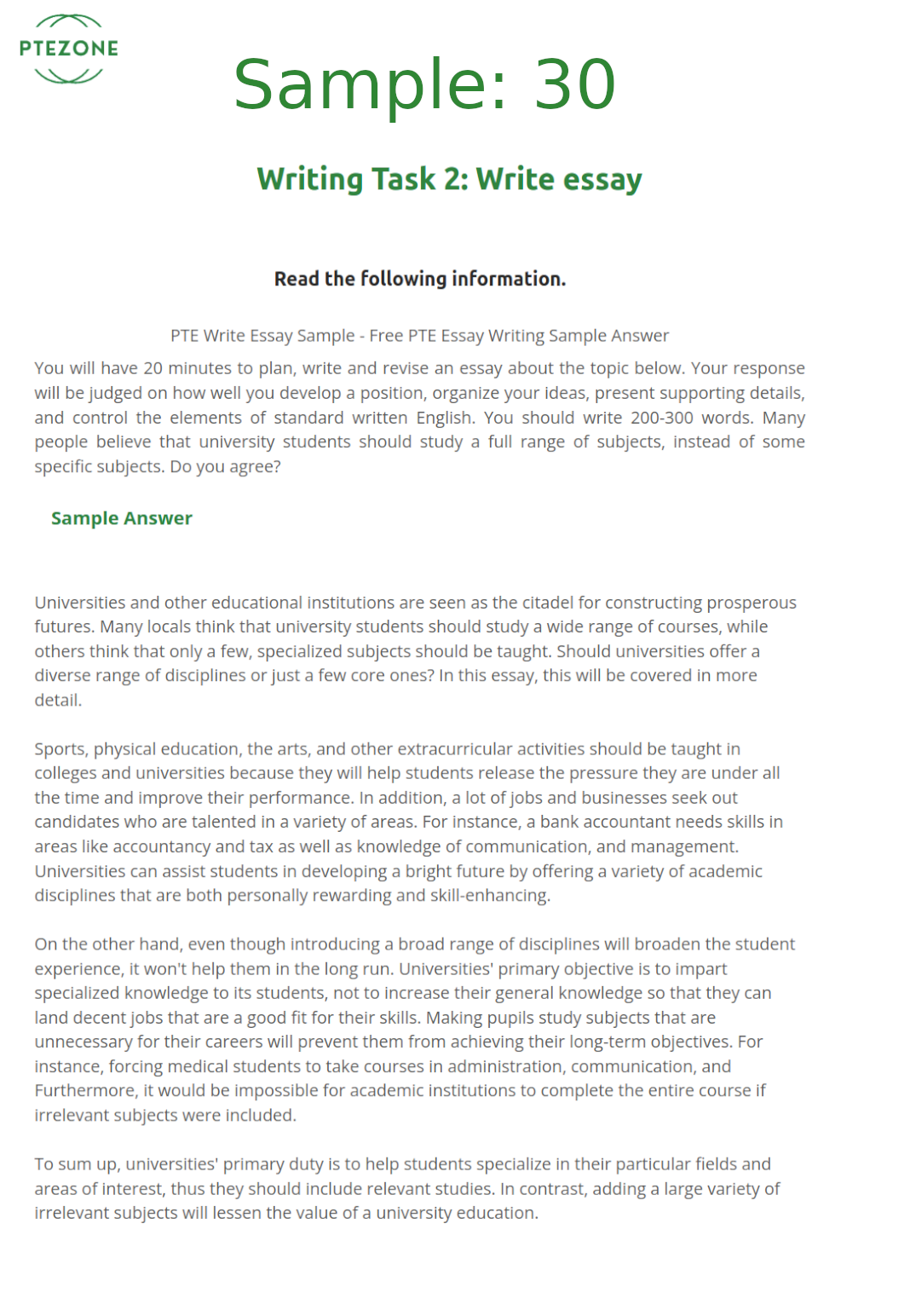 PTE Write Essay Task Sample 30 - FreePTETest